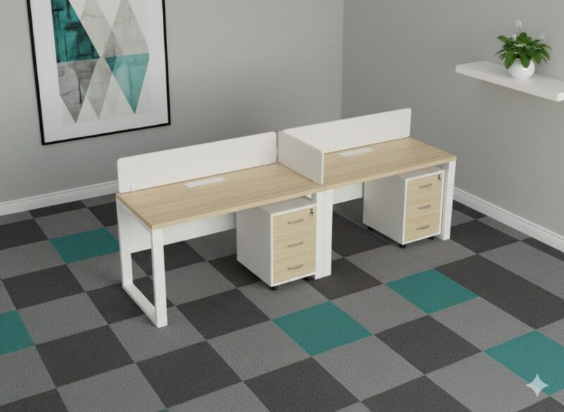 2 Person Workstation Office Desk | Double Desk with Storage UAE